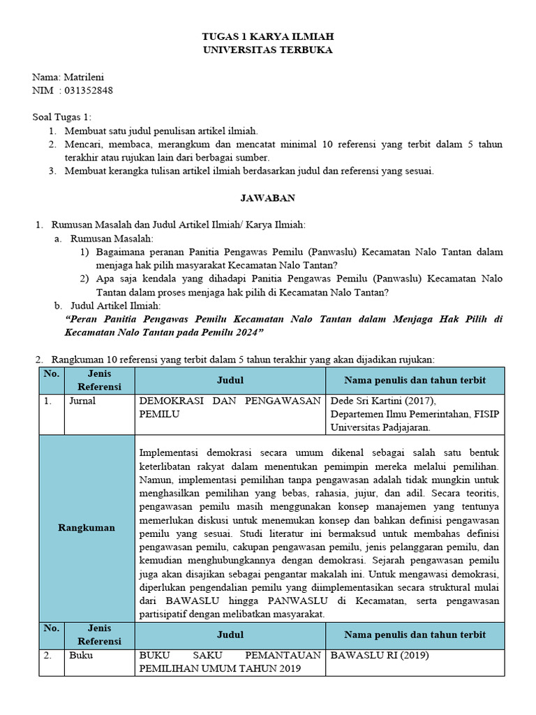 Tugas 1 Karya Ilmiah | PDF