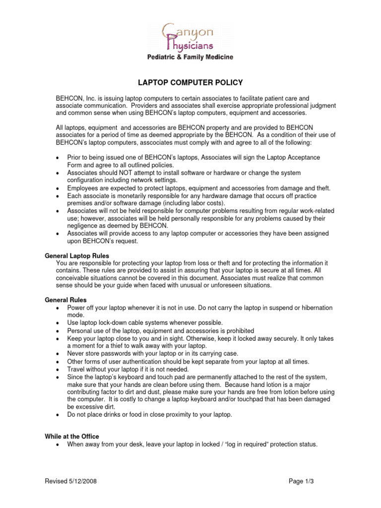BEHCON Laptop Computer Policy | PDF | Laptop | Baggage