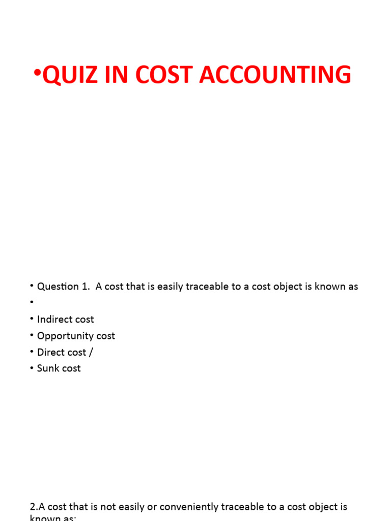 Quiz in Types of Cost | PDF