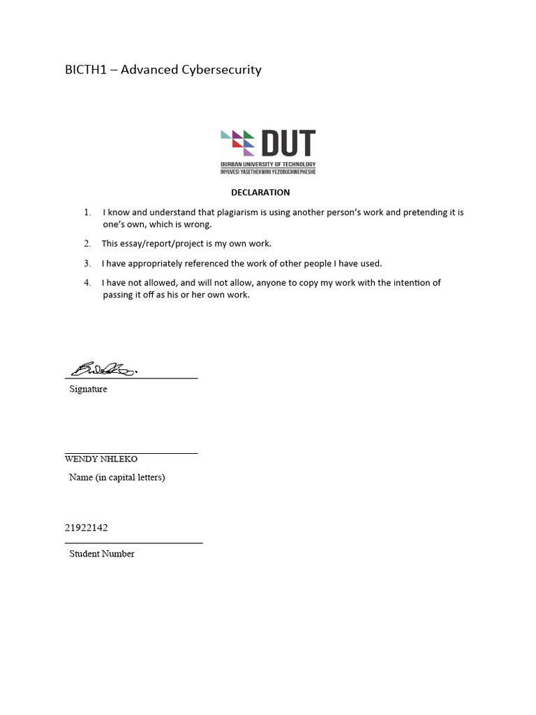 BICTH1 - Advanced Cybersecurity Assignment 4 | PDF | Cloud Computing | Security