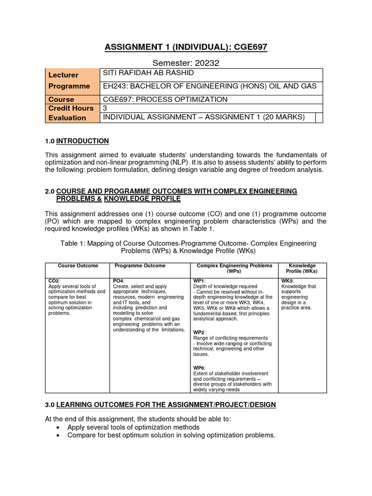 Assignment 1 - Cge697 | PDF | Mathematical Optimization | Engineering