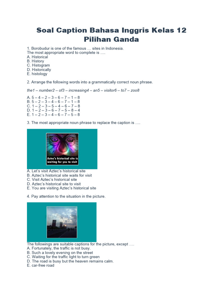 Soal Caption Part Ii Kelas 12 | PDF | Noun | Indonesia