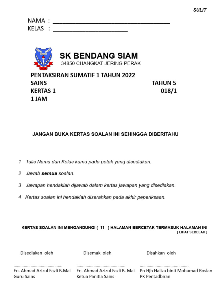 Muka Depan Exam | PDF