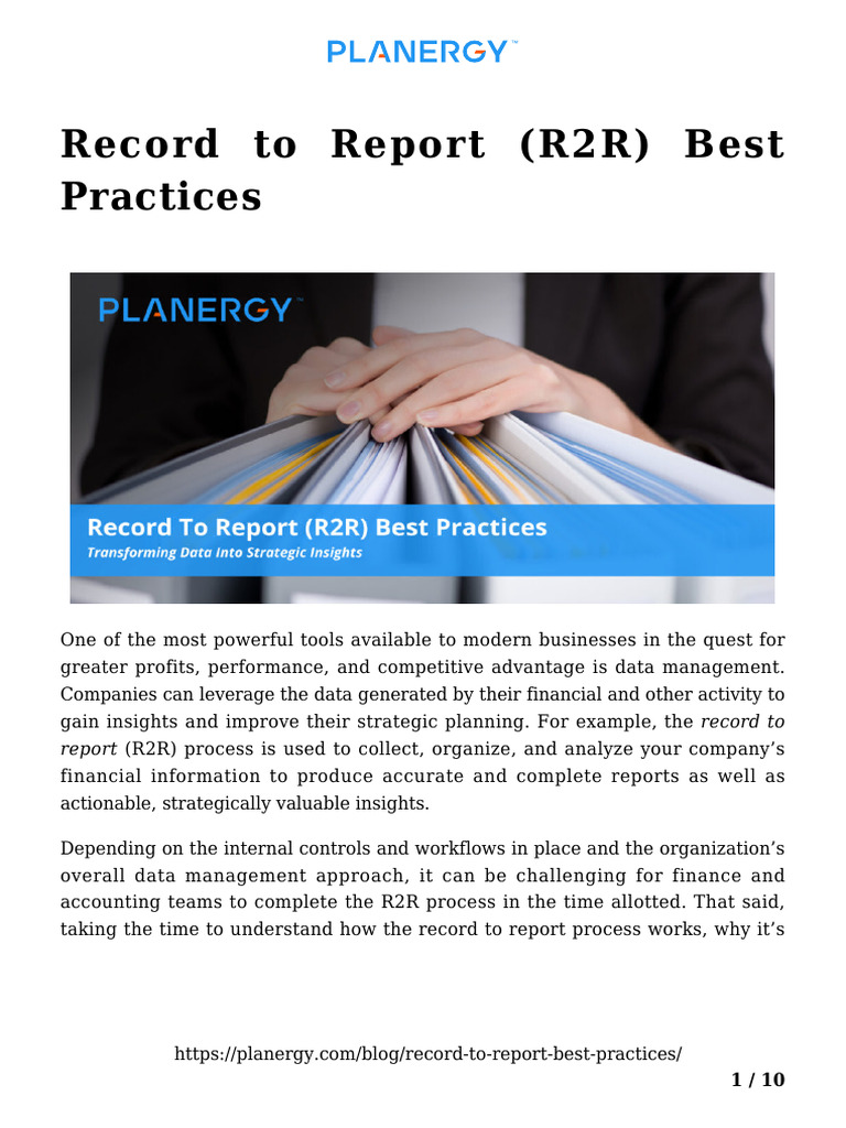 Record to Report Best Practices Guide | PDF | Enterprise Resource ...