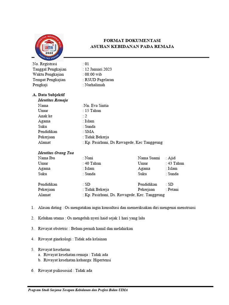 Format Dokumentasi Remaja | PDF