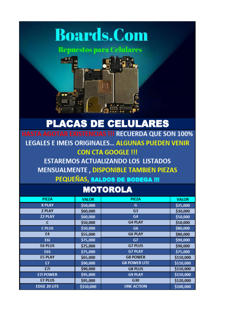 Placas de Celulares | PDF | Smartphone | Mobile Computers