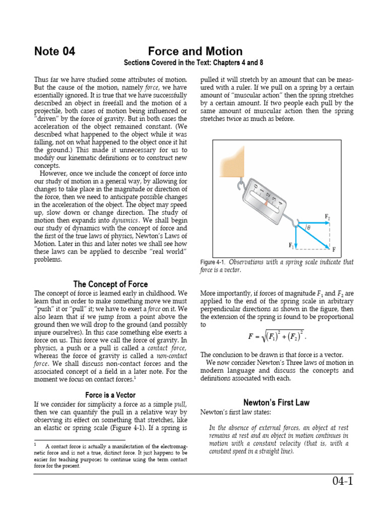 Force and Motion | PDF | Force | Mass