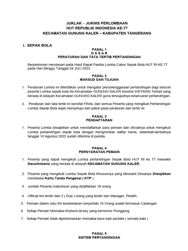 Juklak dan Juknis Lomba | PDF