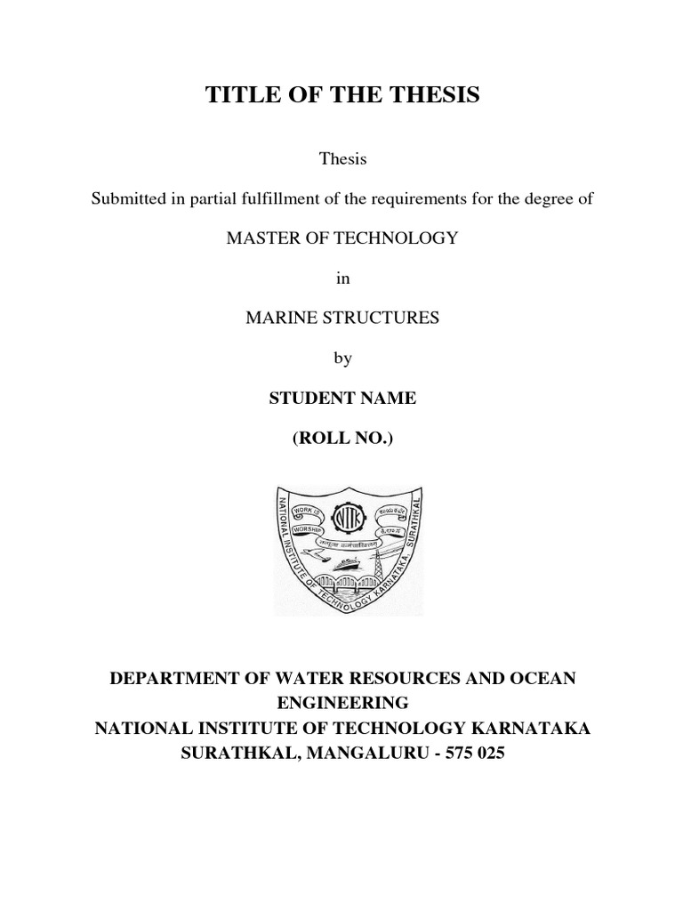 M - Tech Thesis Format | PDF | Science | Career And Technical Education