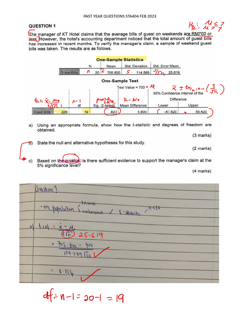 Past Year Questions Sta404 Feb 2023 Ac | PDF