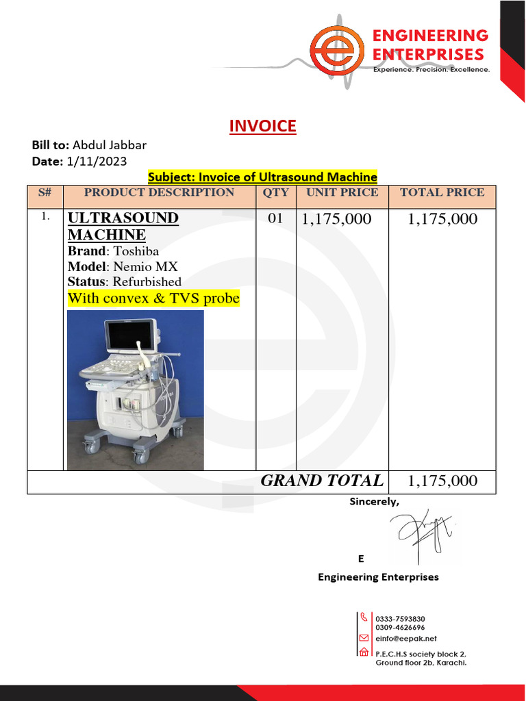 Invoice, Ultrasound | PDF