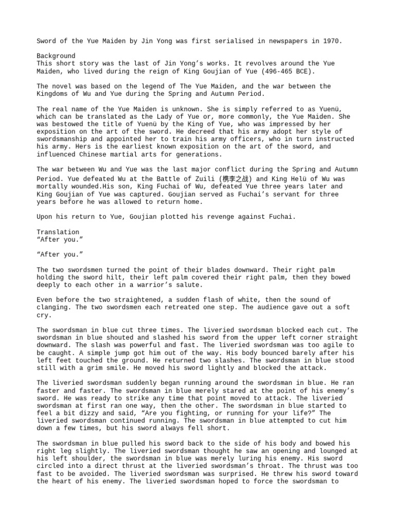 Sword of The Yue Maiden | PDF