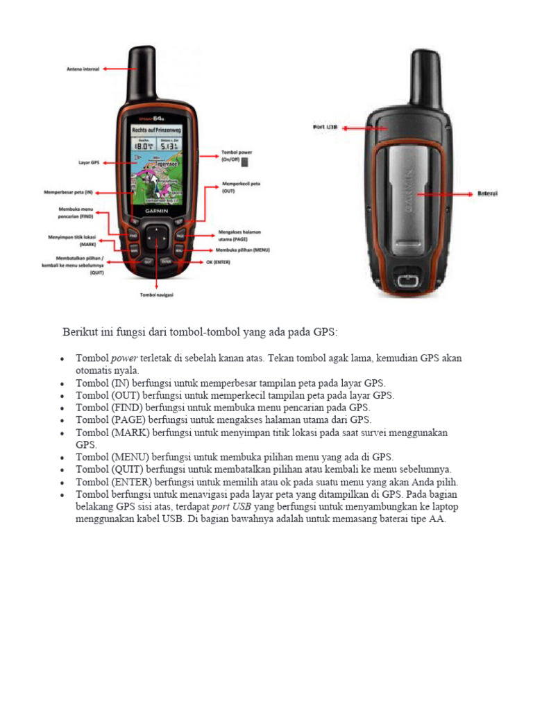Fungsi Tombol pada GPS Garmin | PDF