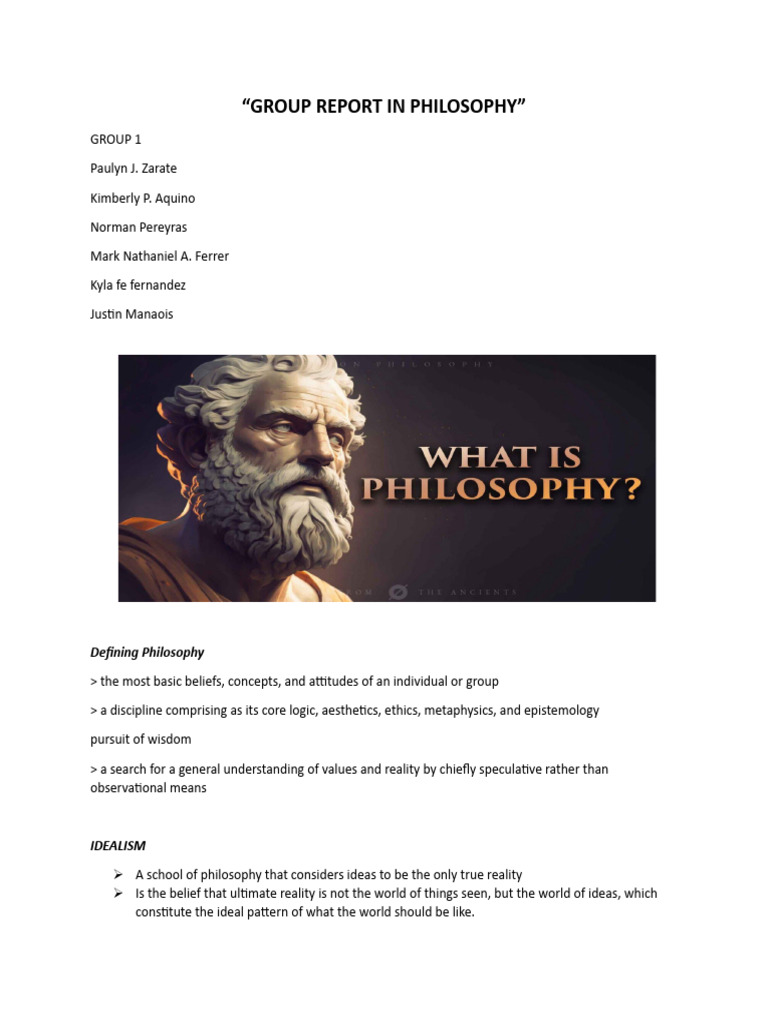 Group Report in Philosophy | PDF | Reality | Philosophy Of Education
