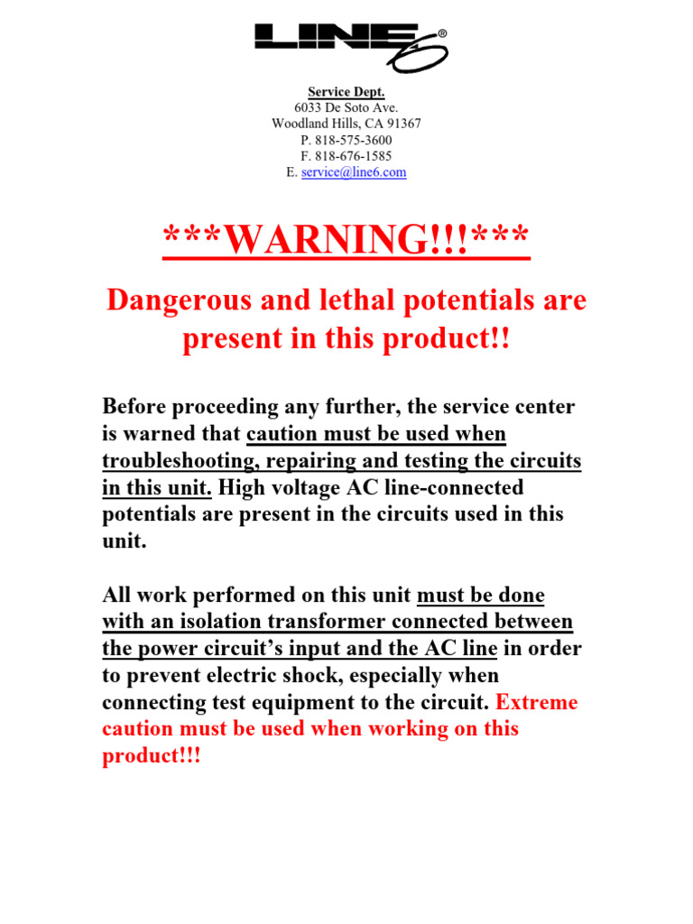 Line 6 Flextone 2 HD Service Manual | PDF