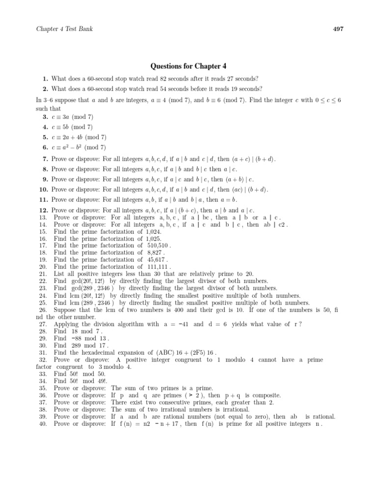 Chapter4 - Test Bank | PDF | Numbers | Elementary Mathematics