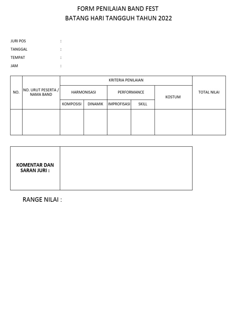 Form Penilaian Juri | PDF