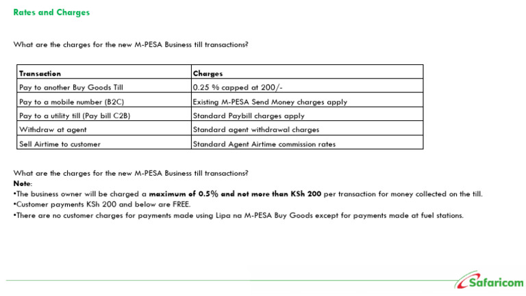 M-PESA Buy Goods Till Charges 2025 | PDF