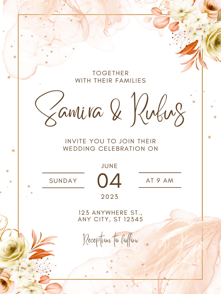 White Yellow Modern Wedding Invitations | PDF