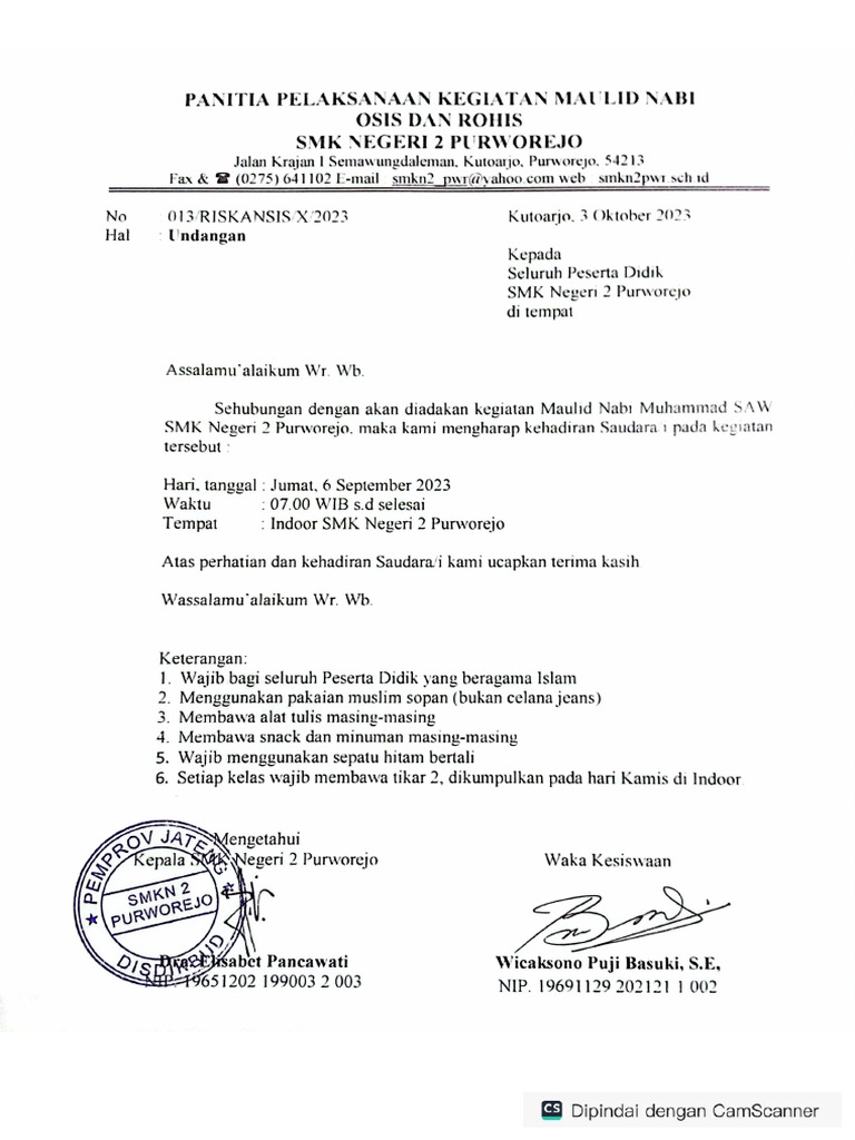 Surat Undangan Maulid Nabi Muhammad SAW | PDF