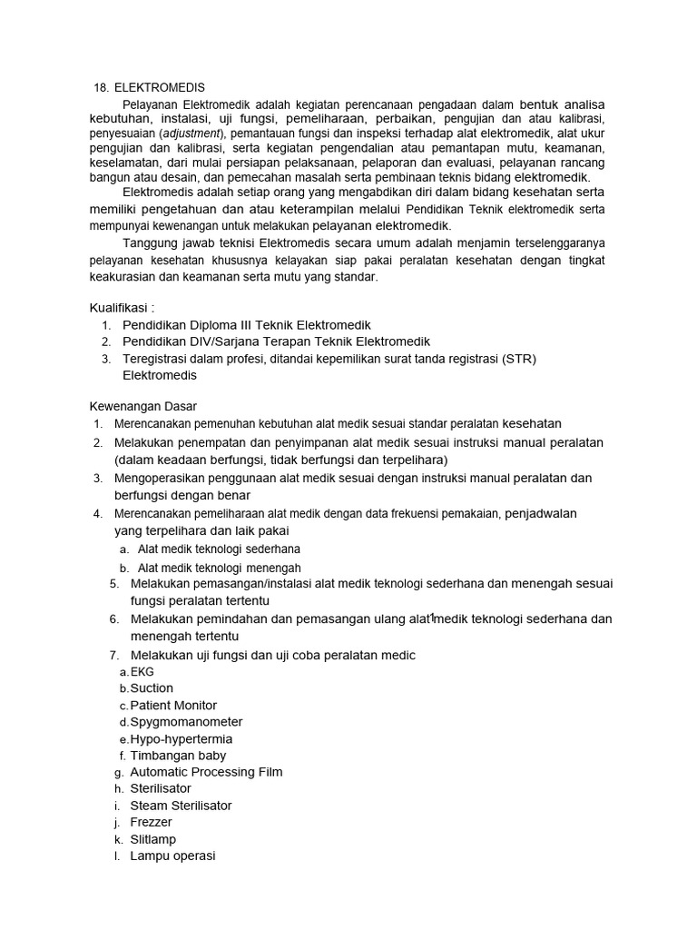Tanggung Jawab dan Kewenangan Elektromedis | PDF