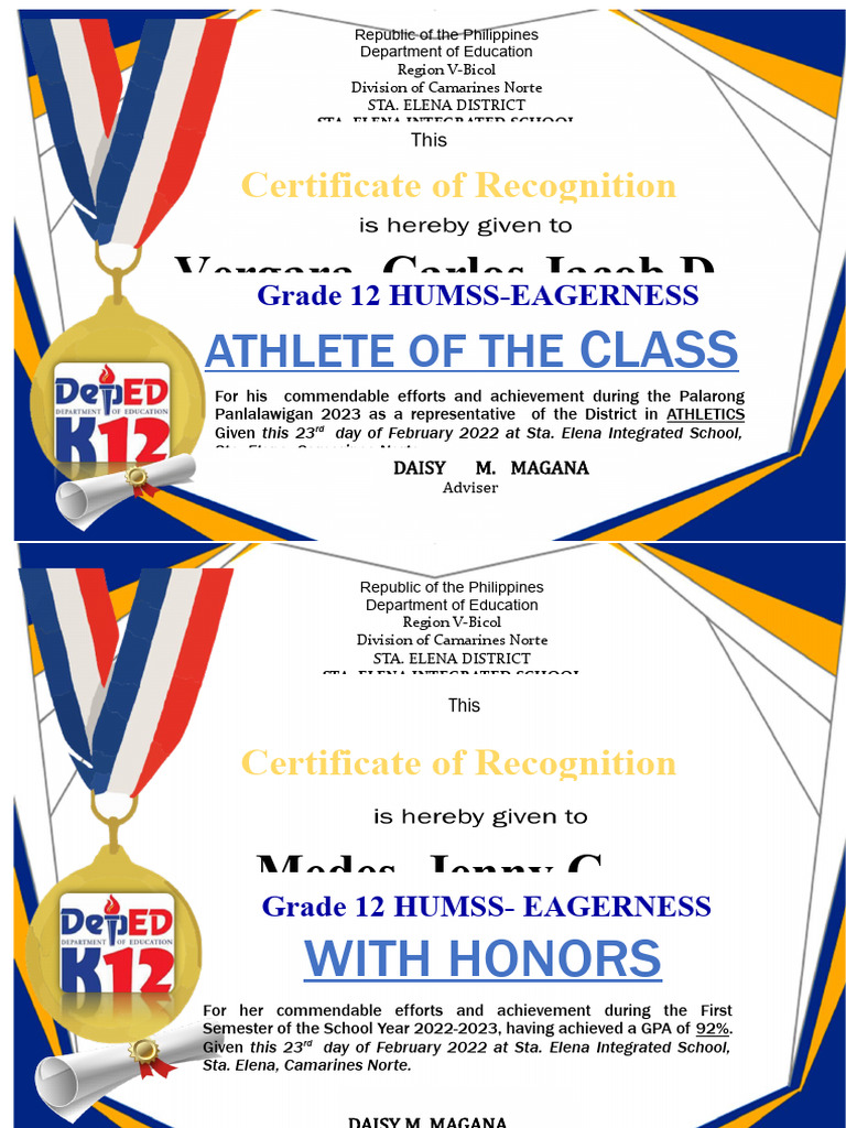 2nd Quarter Certificates With High Honors-Biagan | PDF