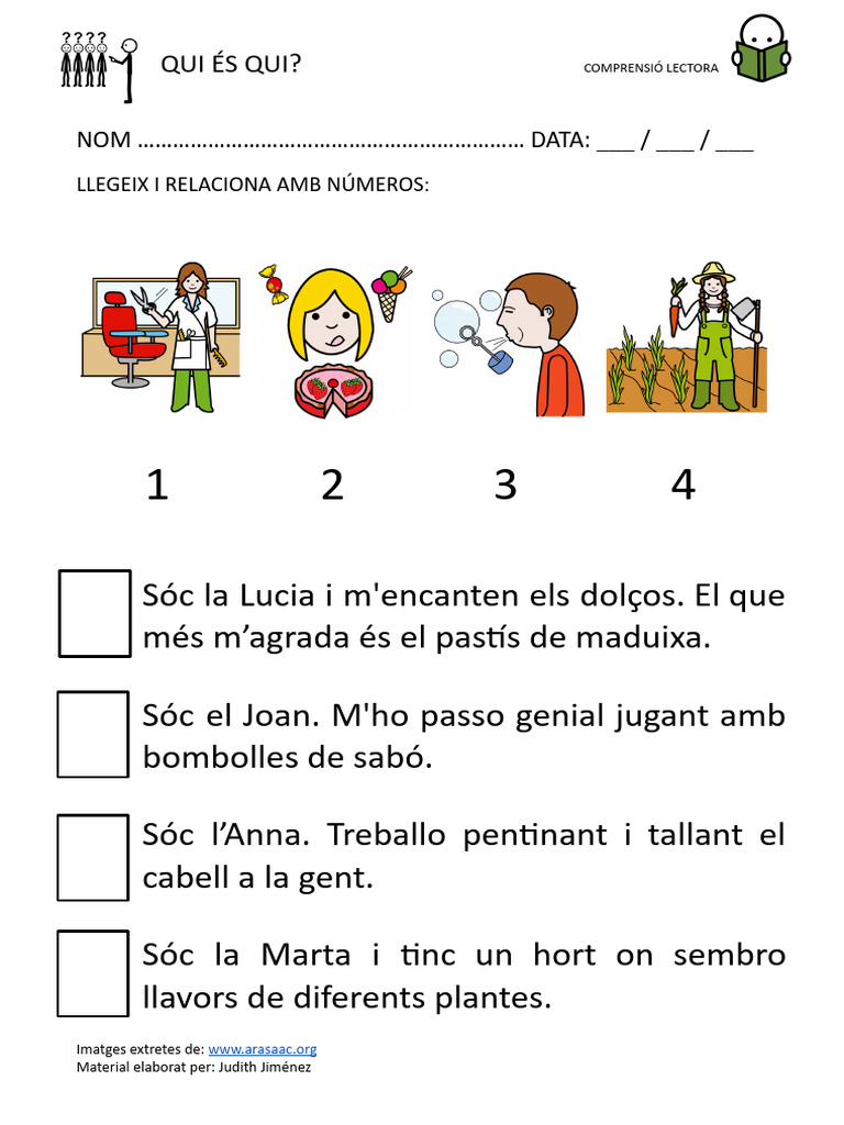 Ca Comprensió Lectora-Qui Es Qui | PDF