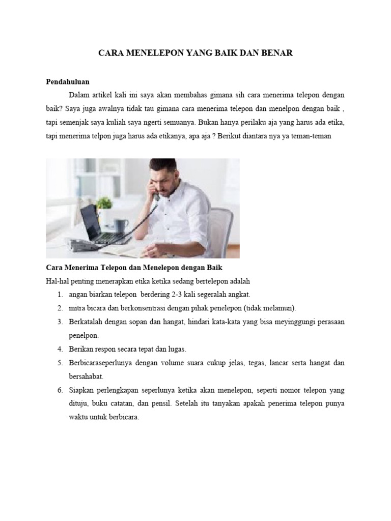 Cara Menelepon Yang Baik Dan Benar | PDF