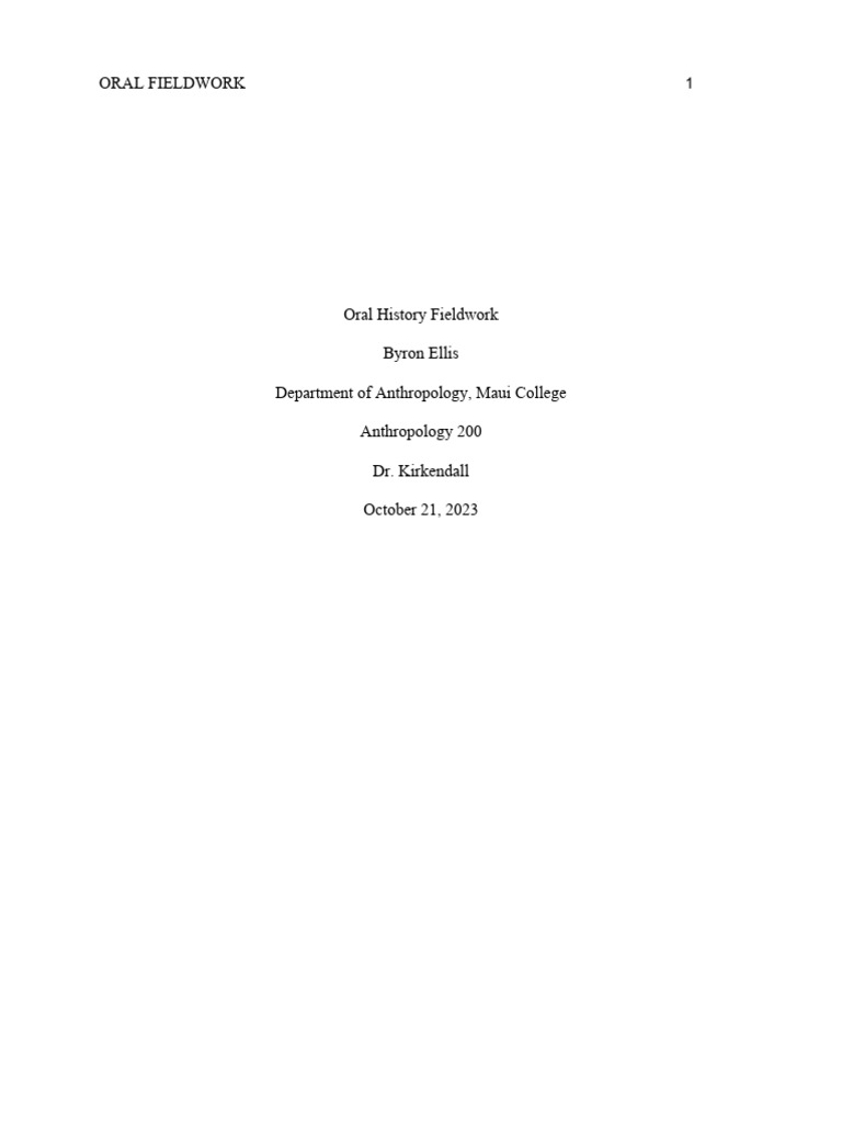 Fieldwork - Interview 1 | PDF | Experience | Interview