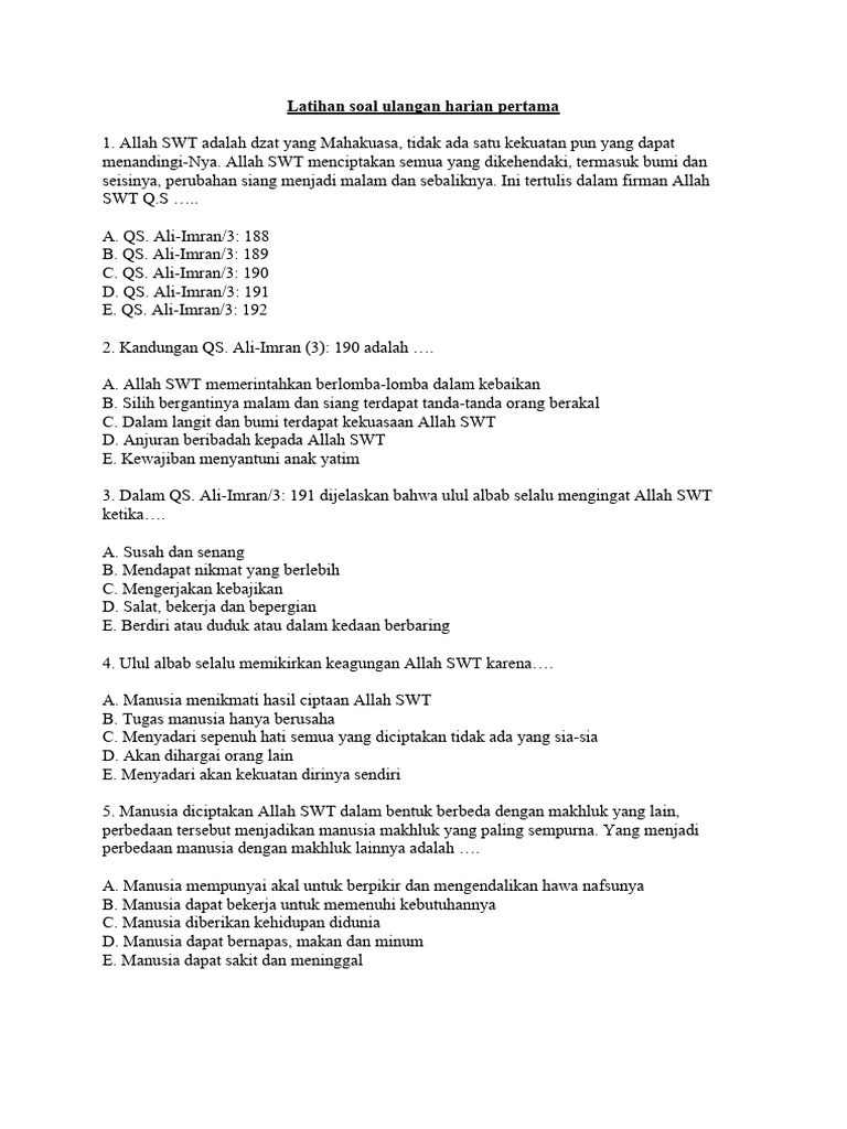 Contoh Soal Kelas Xii UH1 | PDF