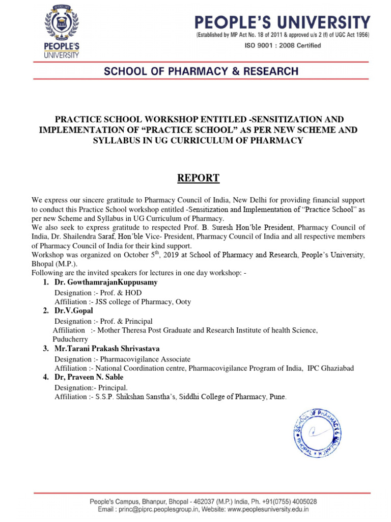 Practice School Workshop 2019 | PDF