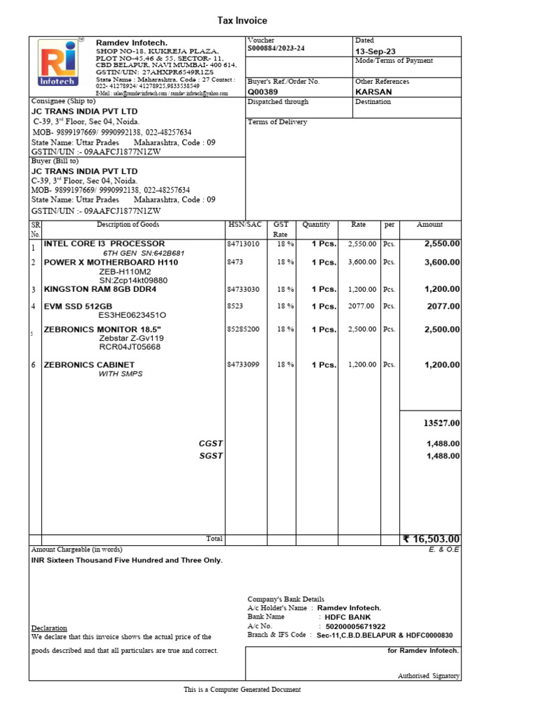 Ramdev Infotech | PDF