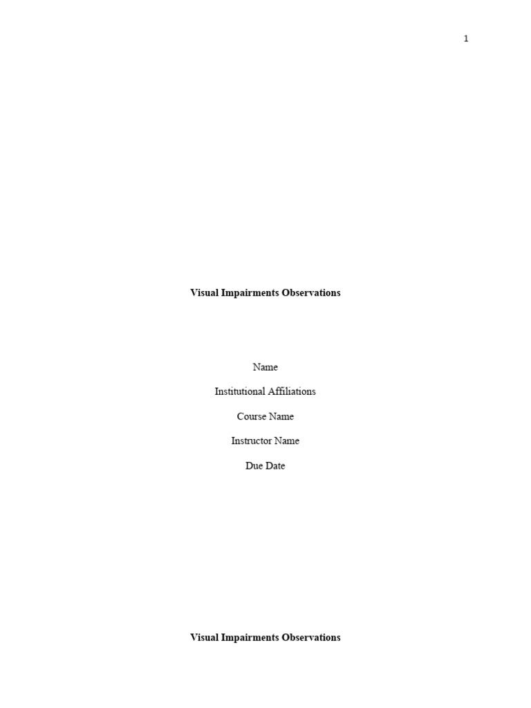 Visual Impairments Observations | PDF