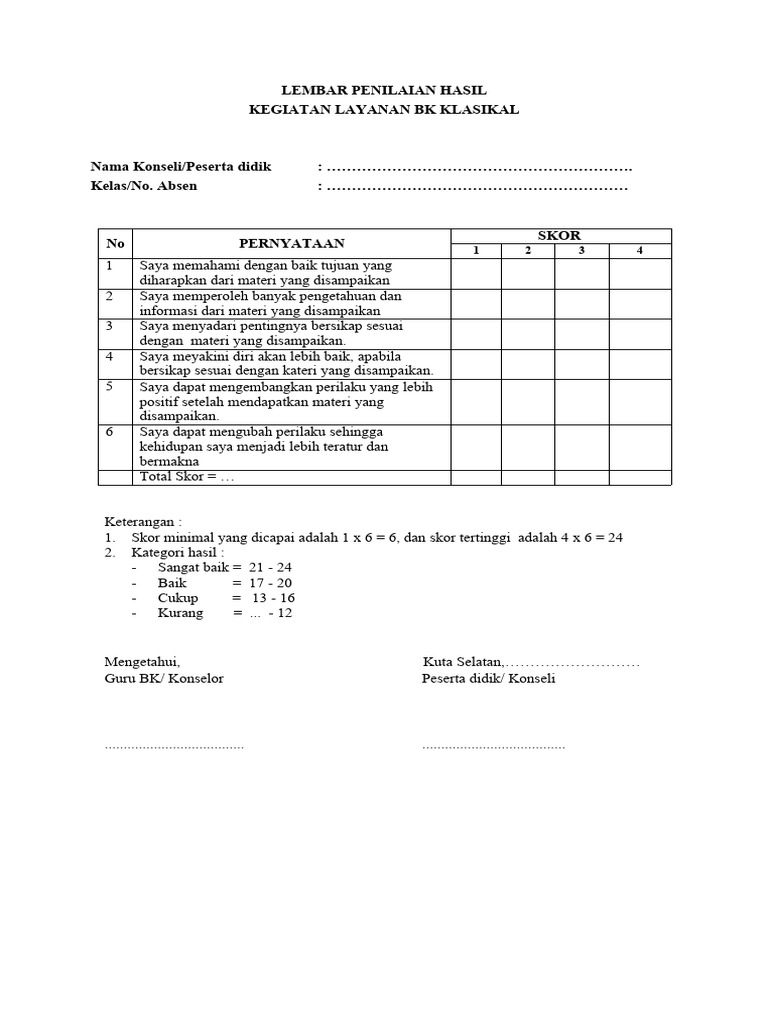Lembar Penilaian Hasil Proses | PDF