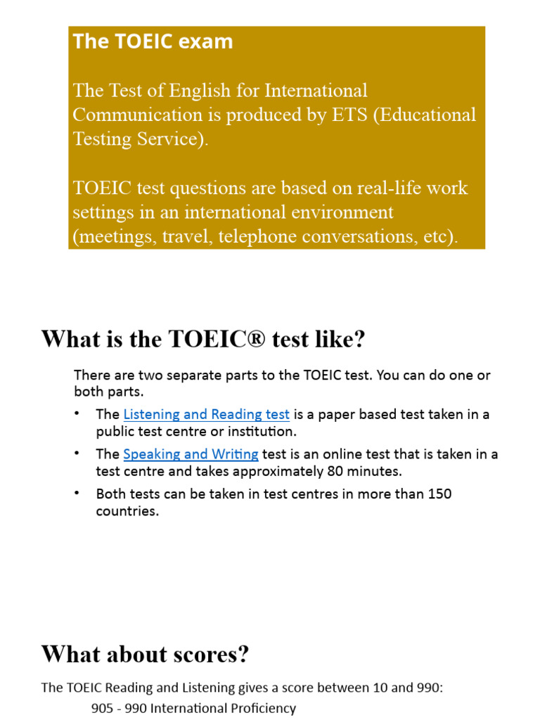TOEIC | PDF | Communication | Cognitive Science
