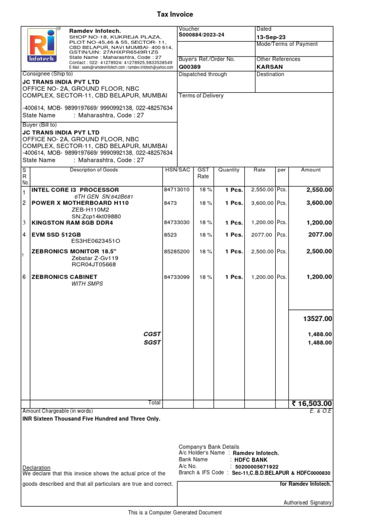 Ramdev Infotech | PDF