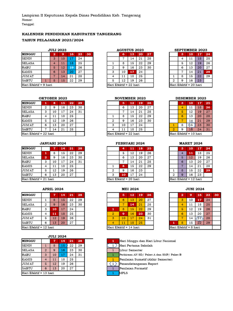 KALENDER PENDIDIKAN KAB. TANGERANG 2023-2024 (2) | PDF