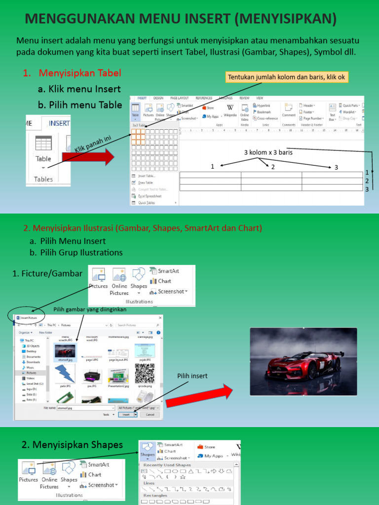 Microsoft Word 4 (Menggunakan Menu Insert Atau Menyisipkan, Tabel ...