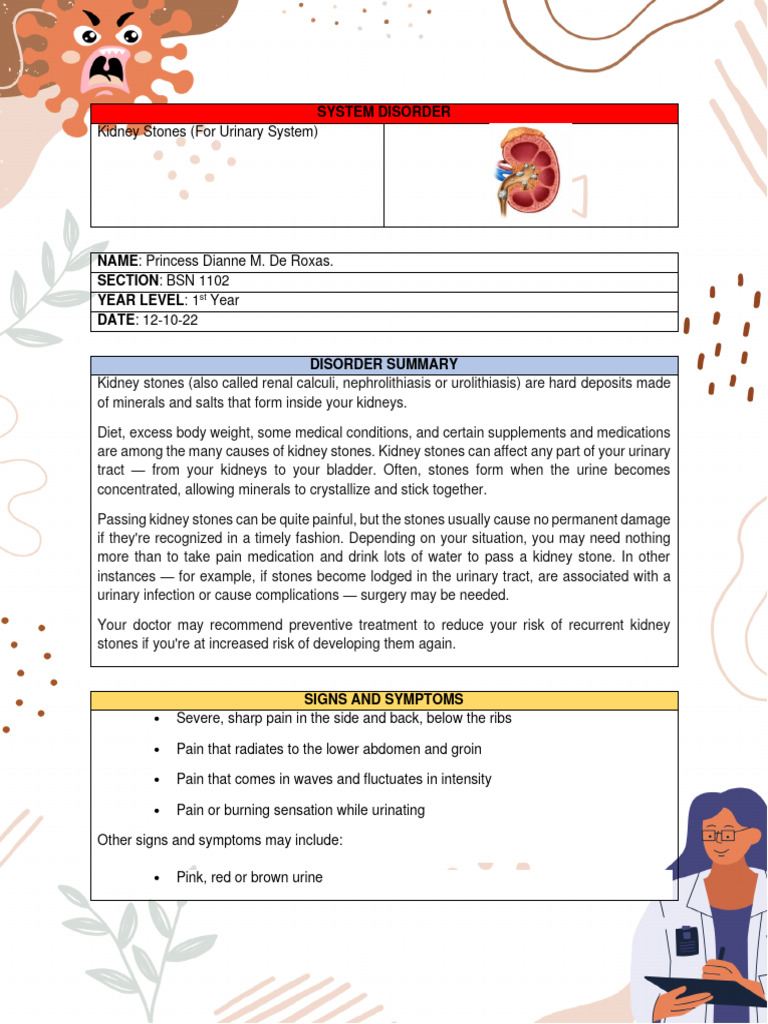 KIDNEY STONES - Letter | PDF | Urology | Organ (Anatomy)