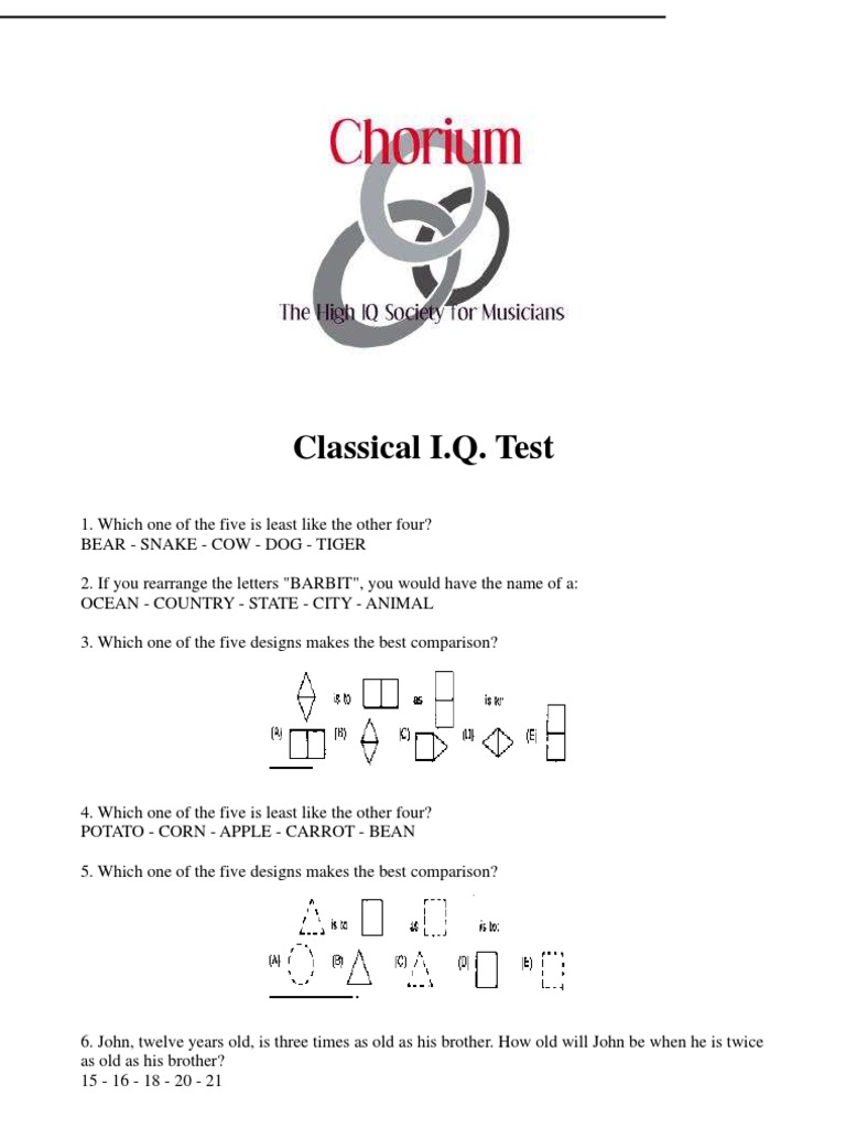 Iq Test | PDF | Food And Drink | Foods
