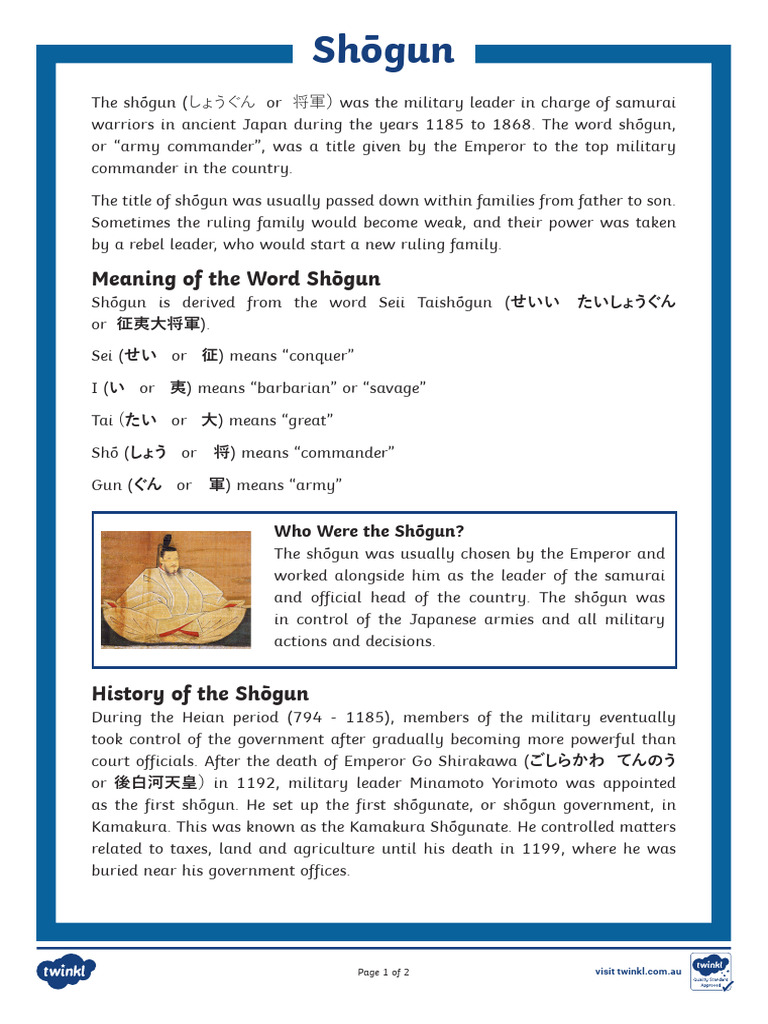 Au-Jp-Shogun-Fact-File From Twinkl | PDF