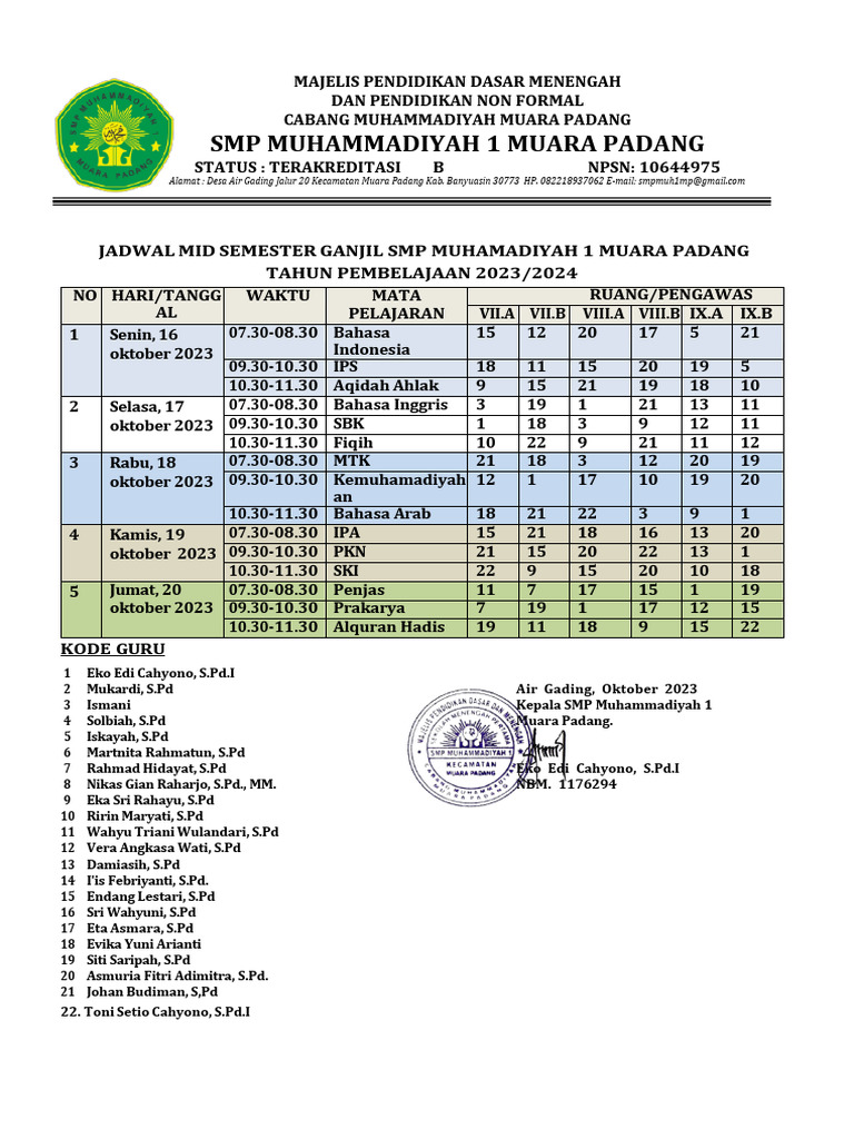 Jadwal MID Genap 2023-2024 | PDF