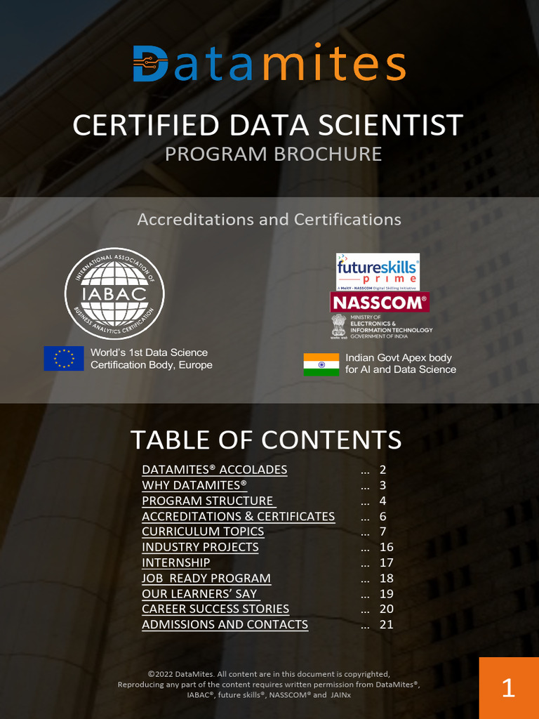 Certified Data Scientist Brochure Datamites India V7 | PDF | Machine ...