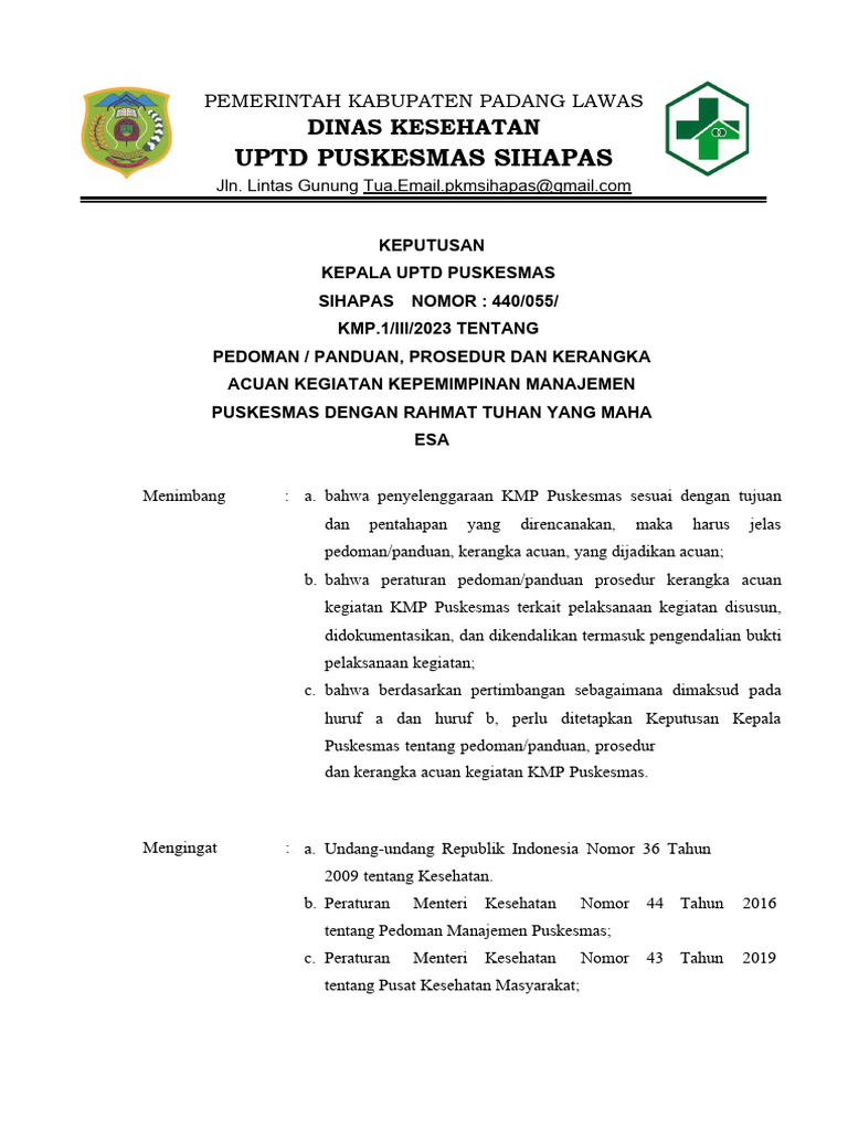 SK Pedoman, Panduan, Prosedur Dan Kak Kegiatan KMP | PDF | Sains & Matematika