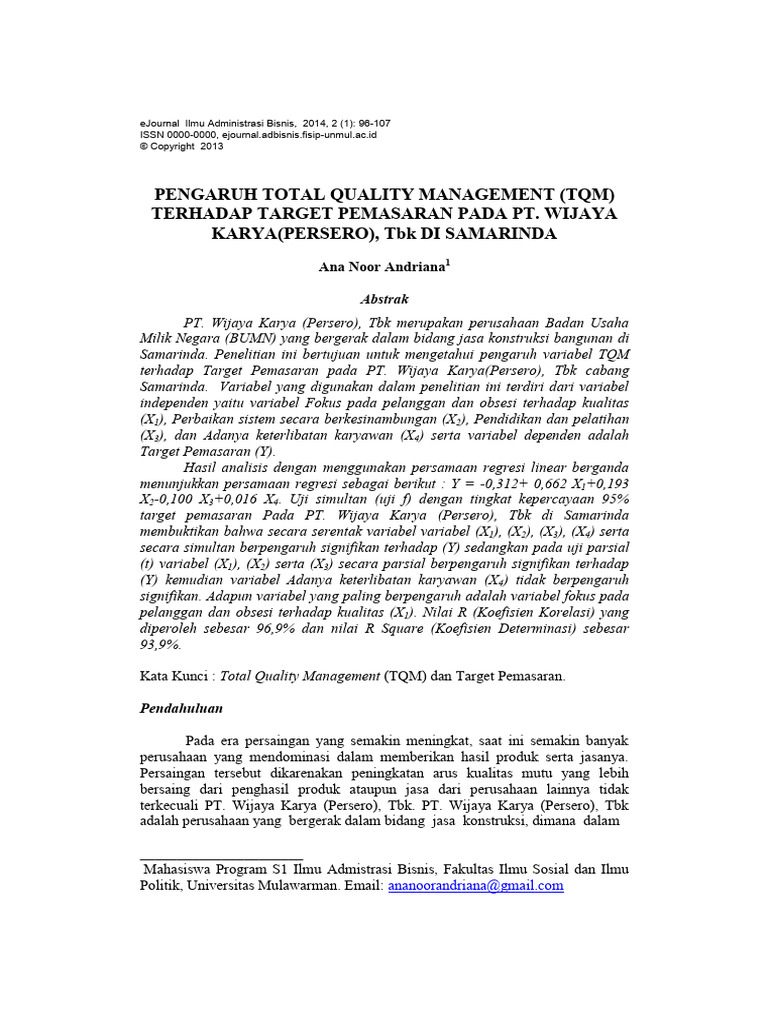 WIKA TQM (Total Quality Management) | PDF