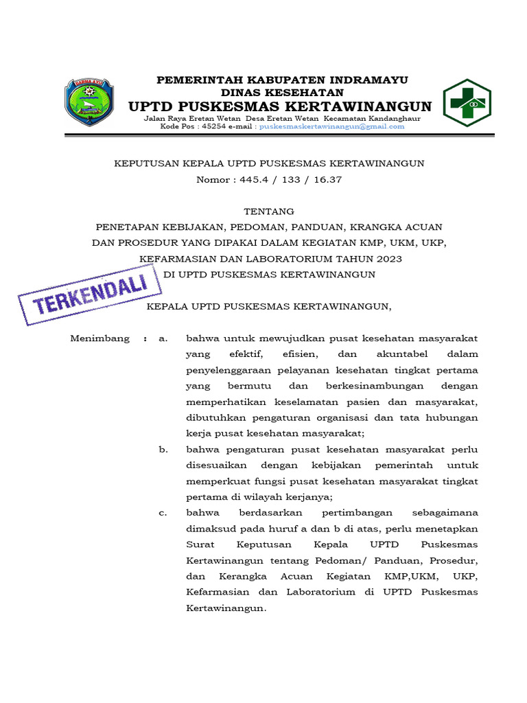 SK Kebijakan, Panduan, Kak Dan Sop | PDF