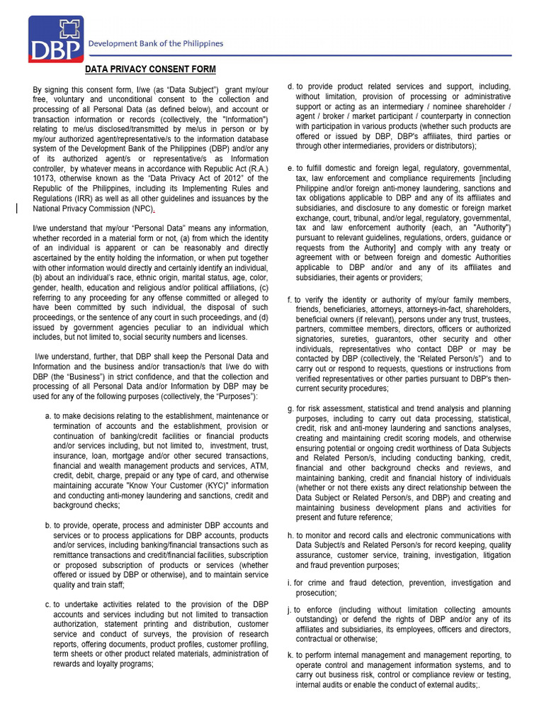 Downloadable Universal Data Privacy Consent Form Rev0 | PDF | Credit ...