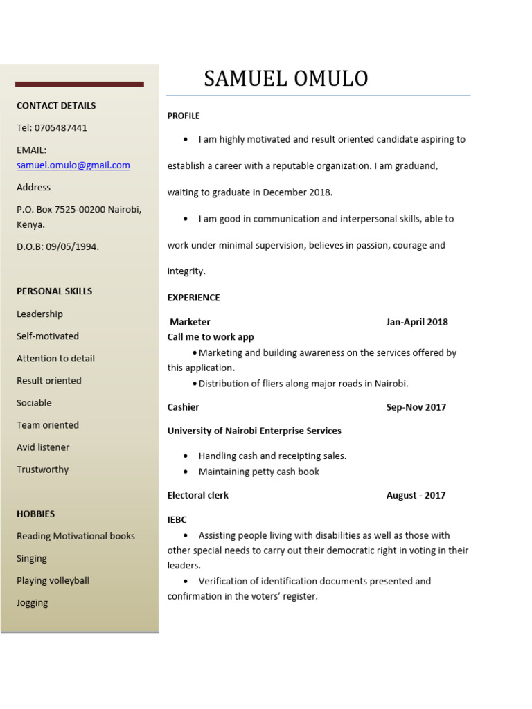 Samuel Omulo CV Final | PDF