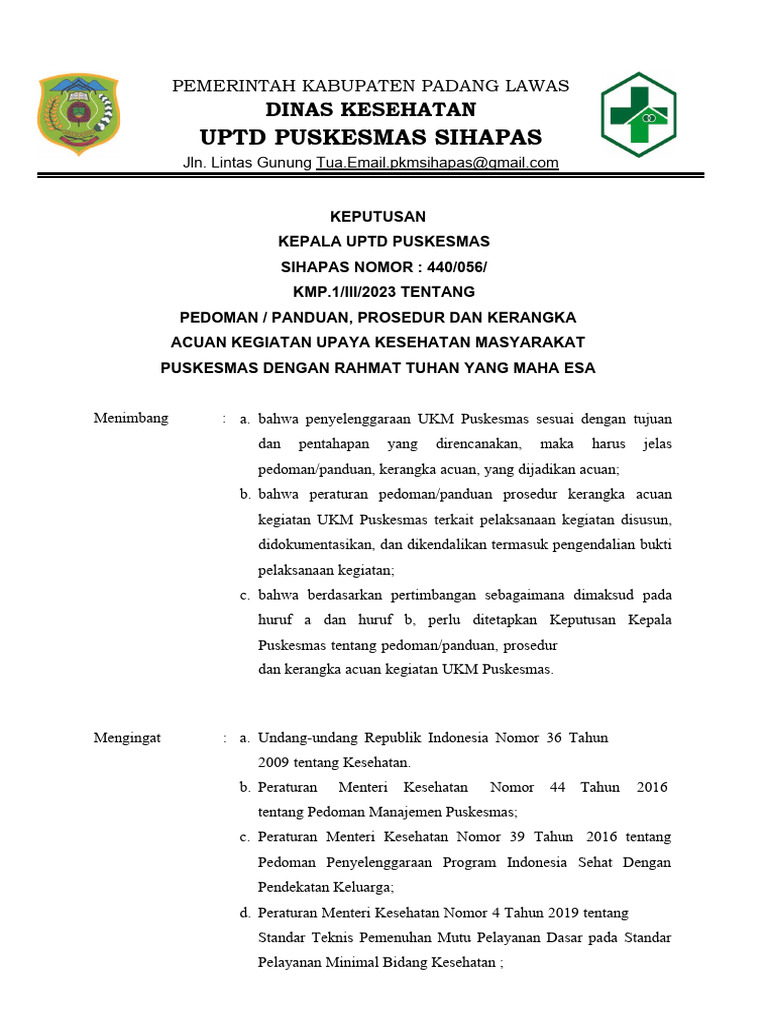 2. SK pedomanpanduan, prosedur dan Kak kegiatan UKM(2) | PDF