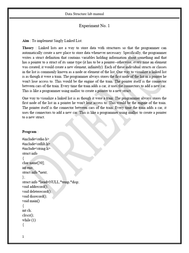 Data Structure Lab Manual Pdf Pointer Computer Programming Computer Programming 2655